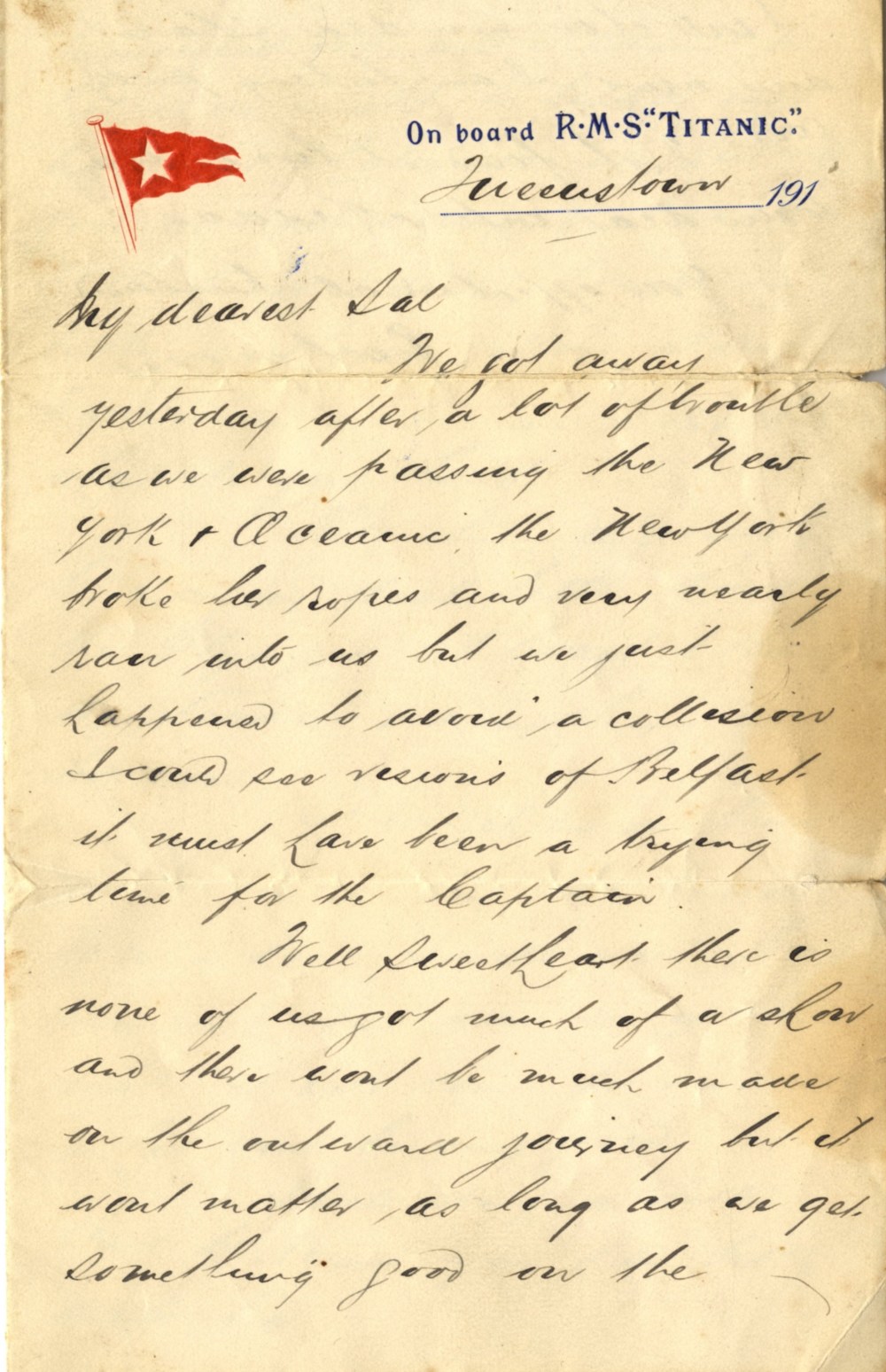 R.M.S. TITANIC: Superb onboard letter written by Richard Gedde, steward ...