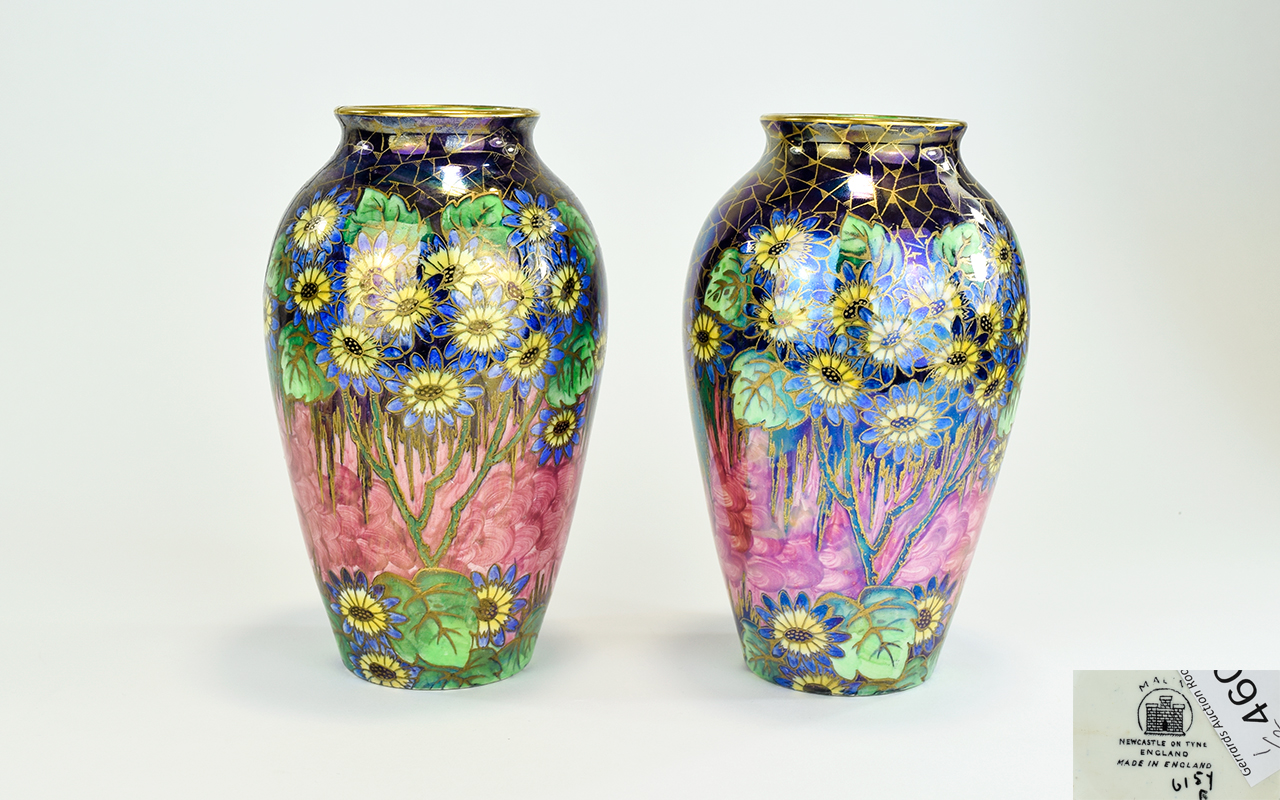 Maling - Fine Art Deco Period Pair of Lustre Ware Vases ' Daisy ...