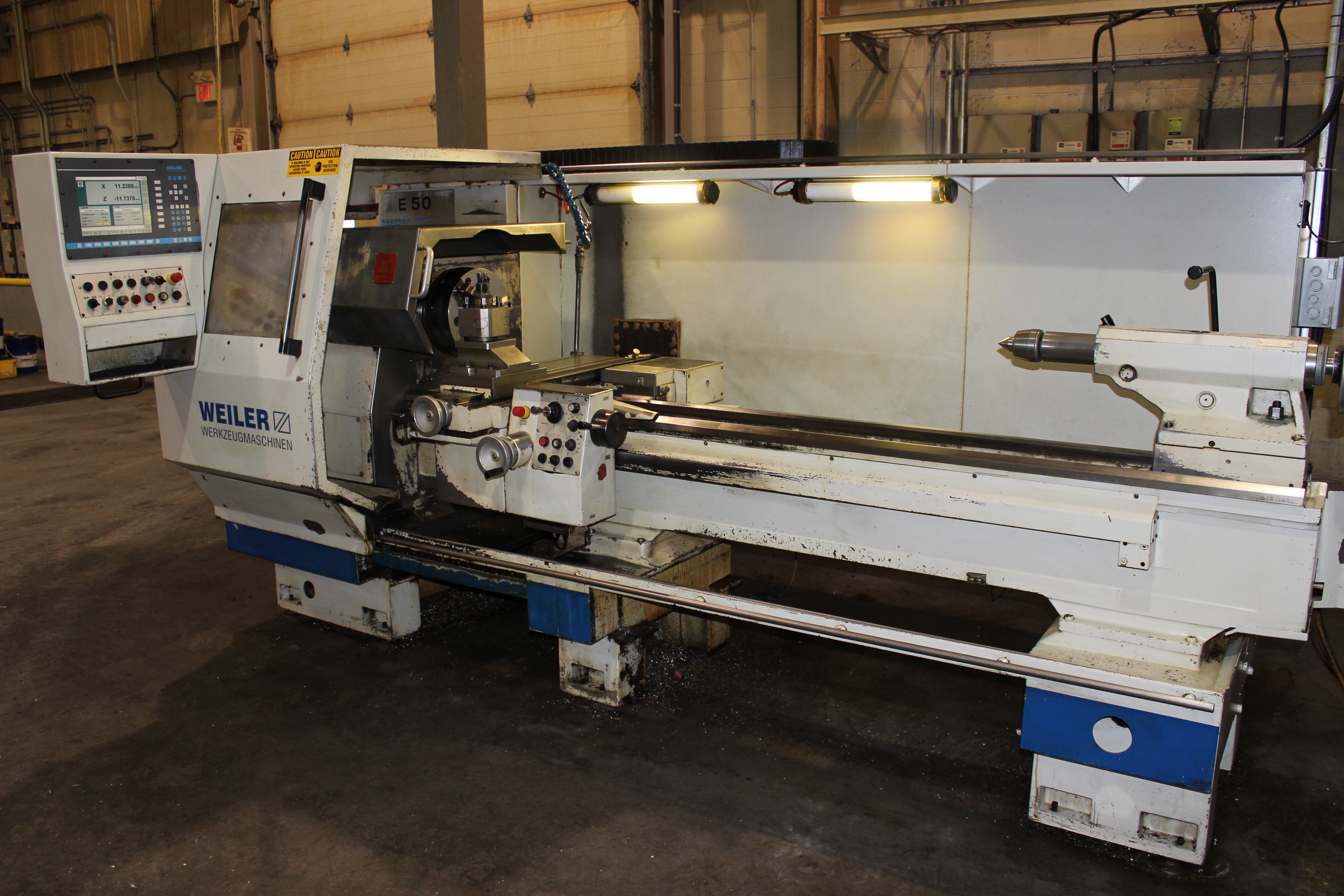 Weiler E50 x 2000 Universal Center Lathe with Automated Cycles, 12” Chuck, 22” Swing over Bed, 80