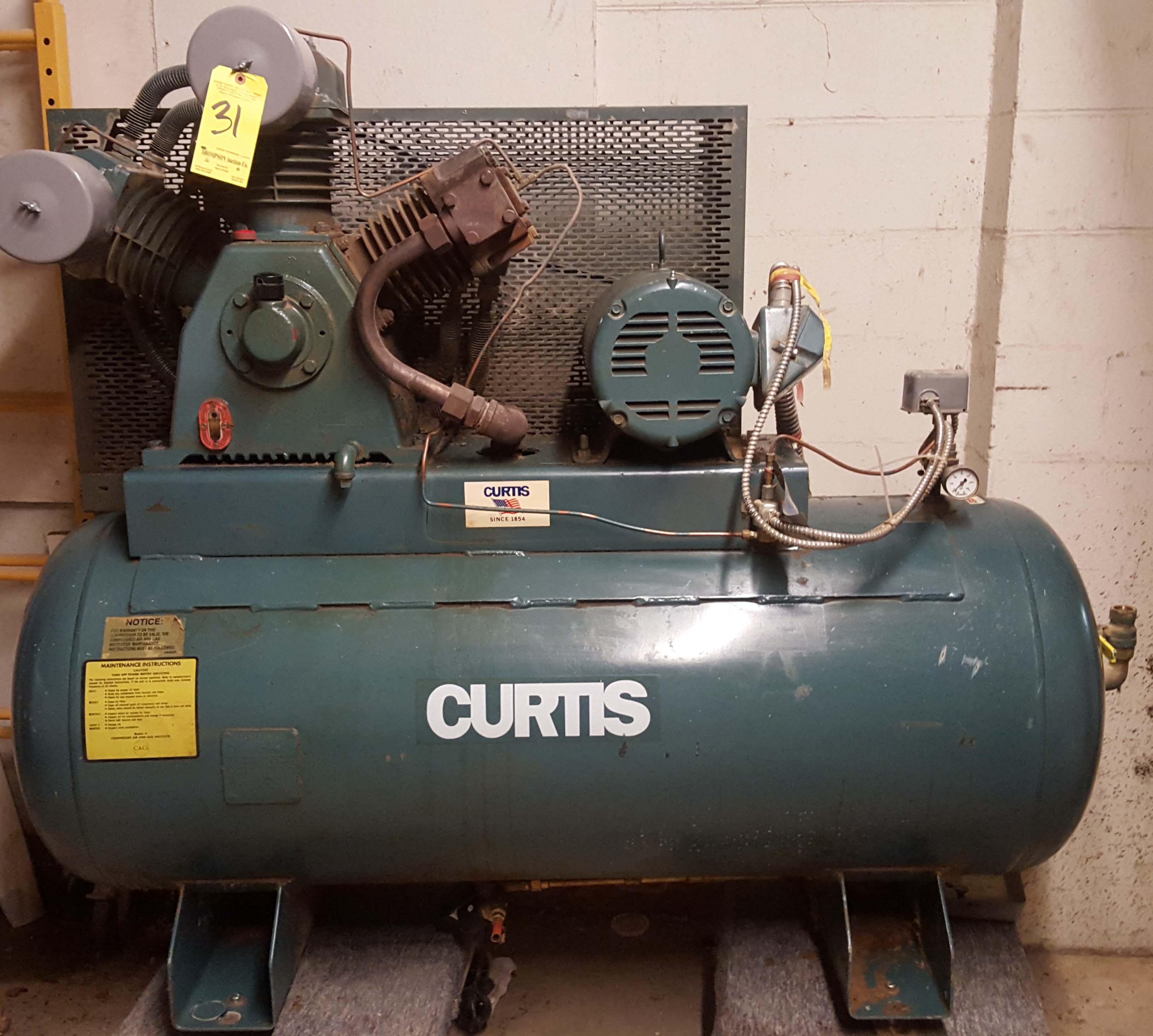 Curtis Challenge Air Compressor, 2 Stage, 15 HP, 120 Gallon Horizontal ...