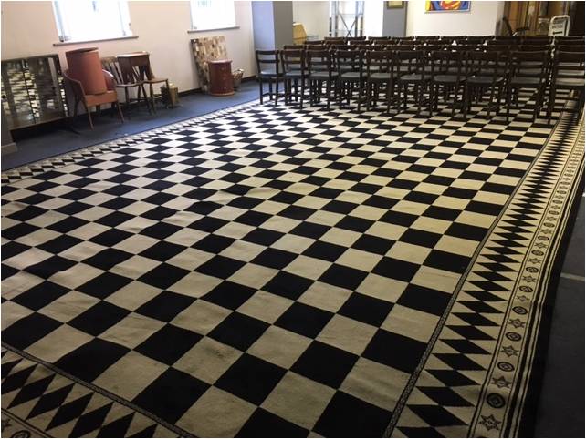 Large Checkerboard Patterned Masonic Rug 36'x18'
