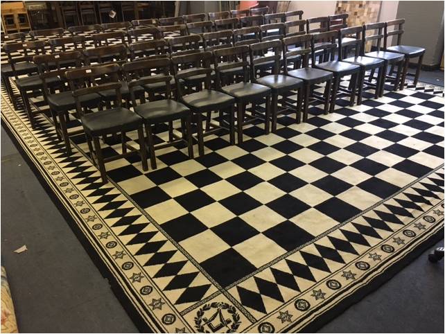 Large Checkerboard Patterned Masonic Rug 36'x18'