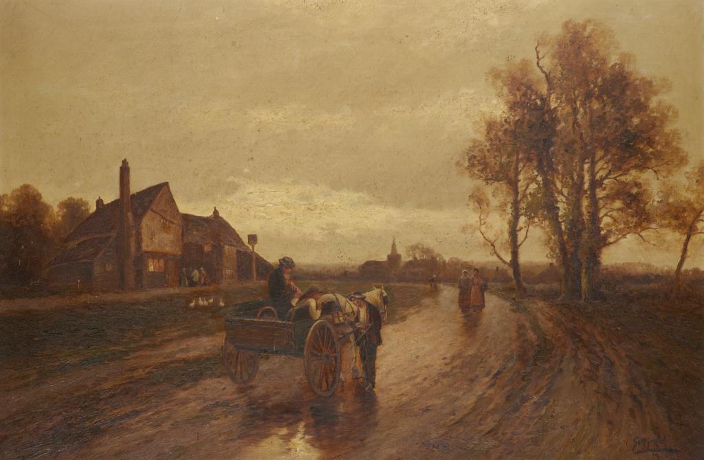 †JAMES WALTER GOZZARD (1888-1950) THE END OF THE DAY signed, oil on ...