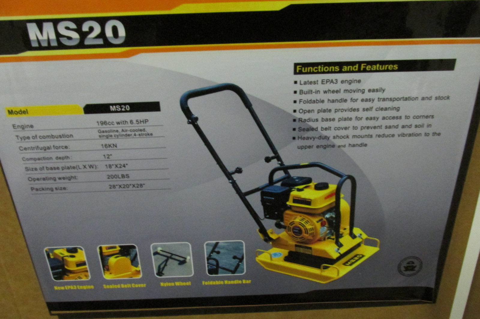 LONCIN MS20 PLATE COMPACTOR 6.5HP