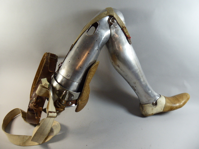 An Early 20th Century Aluminium Prosthetic Right Leg. 100cm Long