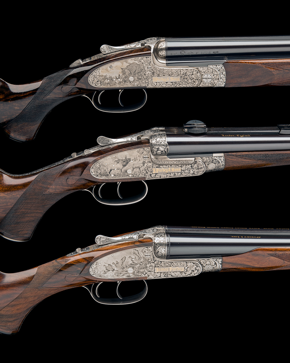 JAMES PURDEY & SONS AN EXCEPTIONAL SUITE OF THREE SINCLAIR-ENGRAVED ...