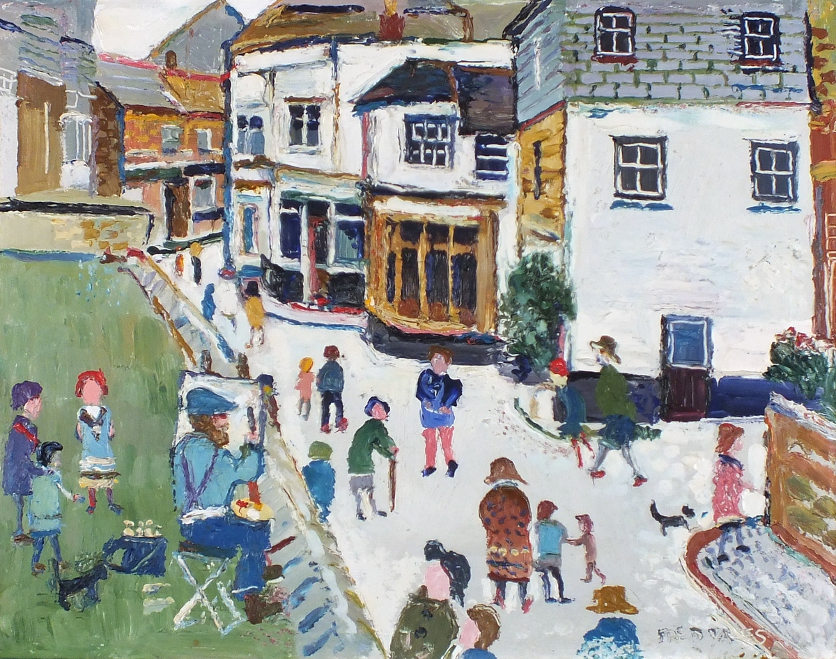 *Fred YATES (1922-2008) Oil on board ‘A quiet corner of St Ives ...
