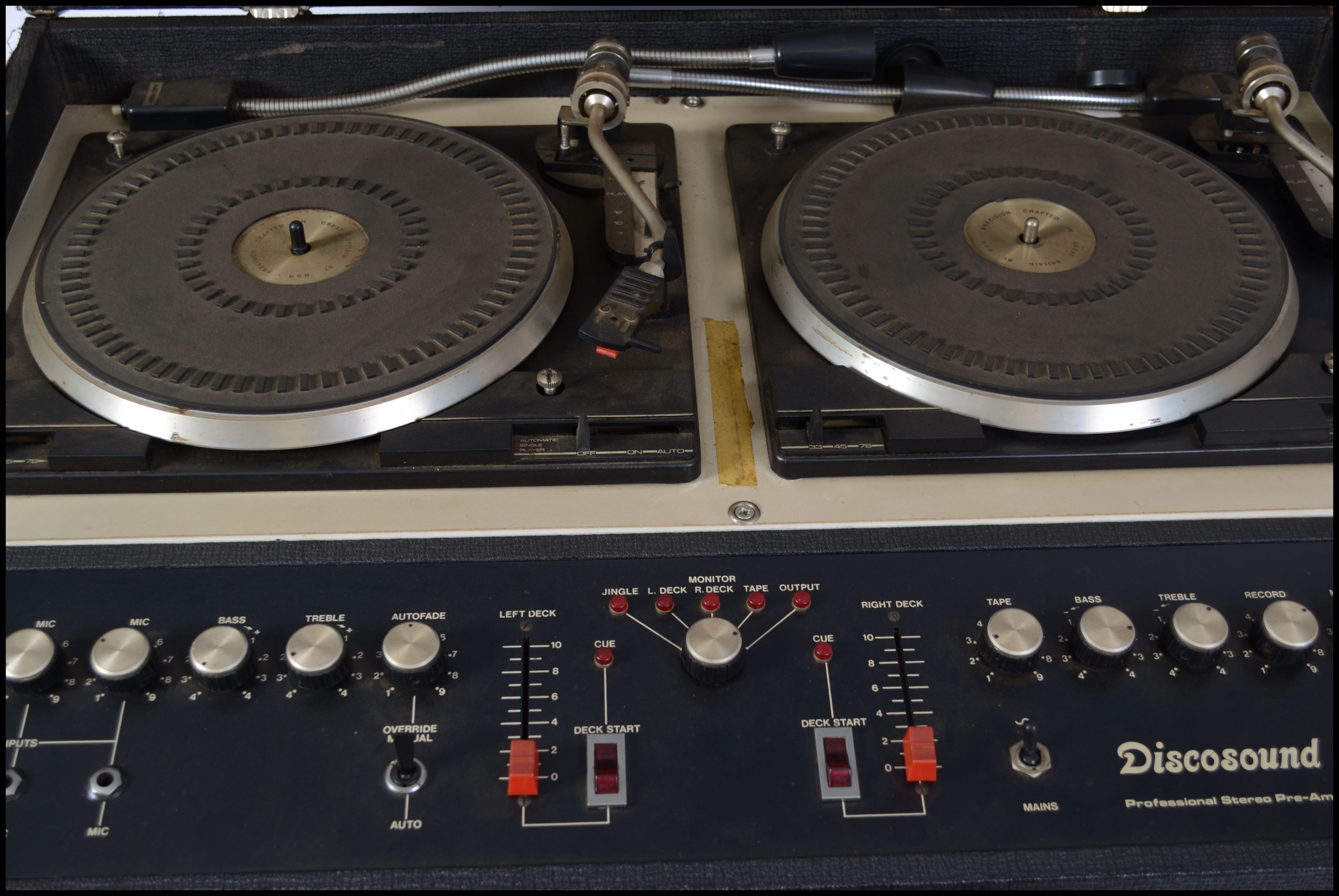 A retro mobile disco Discosound Professional Stereo preamp record deck ...