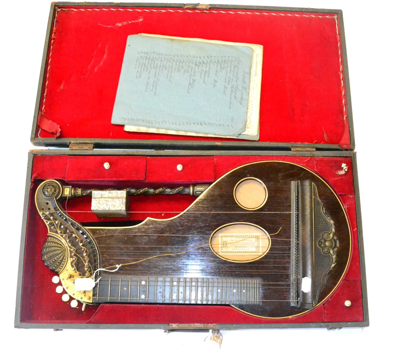 An Ornate 19th Century German Rosewood Zither by Xaver Kerschensteiner ...