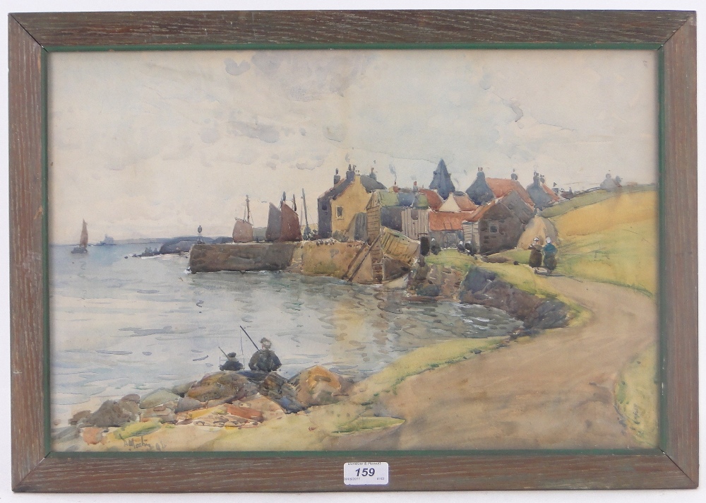 David Martin (Scottish 1887-1935),watercolour, Pittenweem harbour, Fife ...