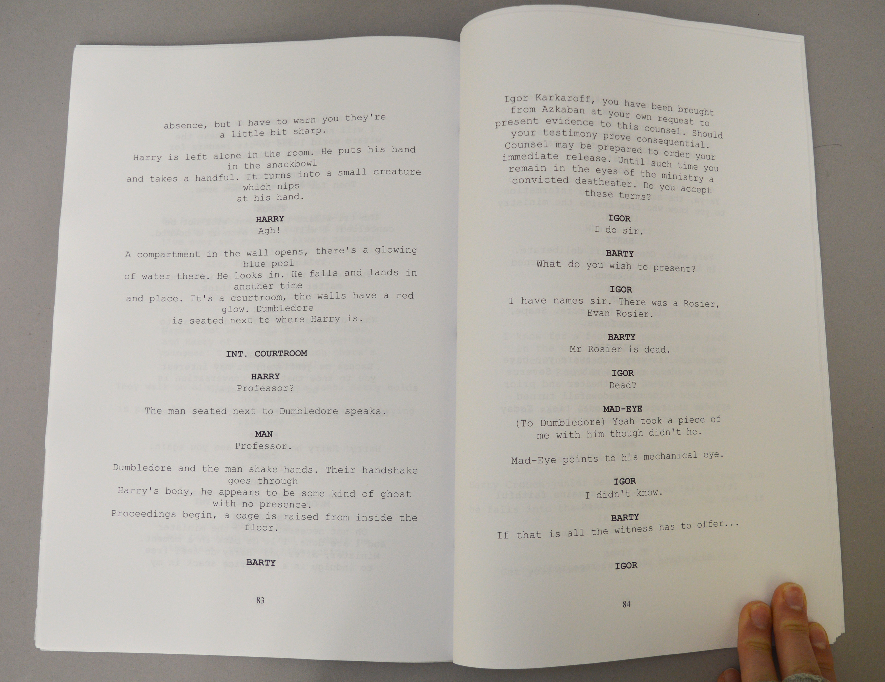 "Harry Potter and the Goblet of Fire" (2004) original script hand ...