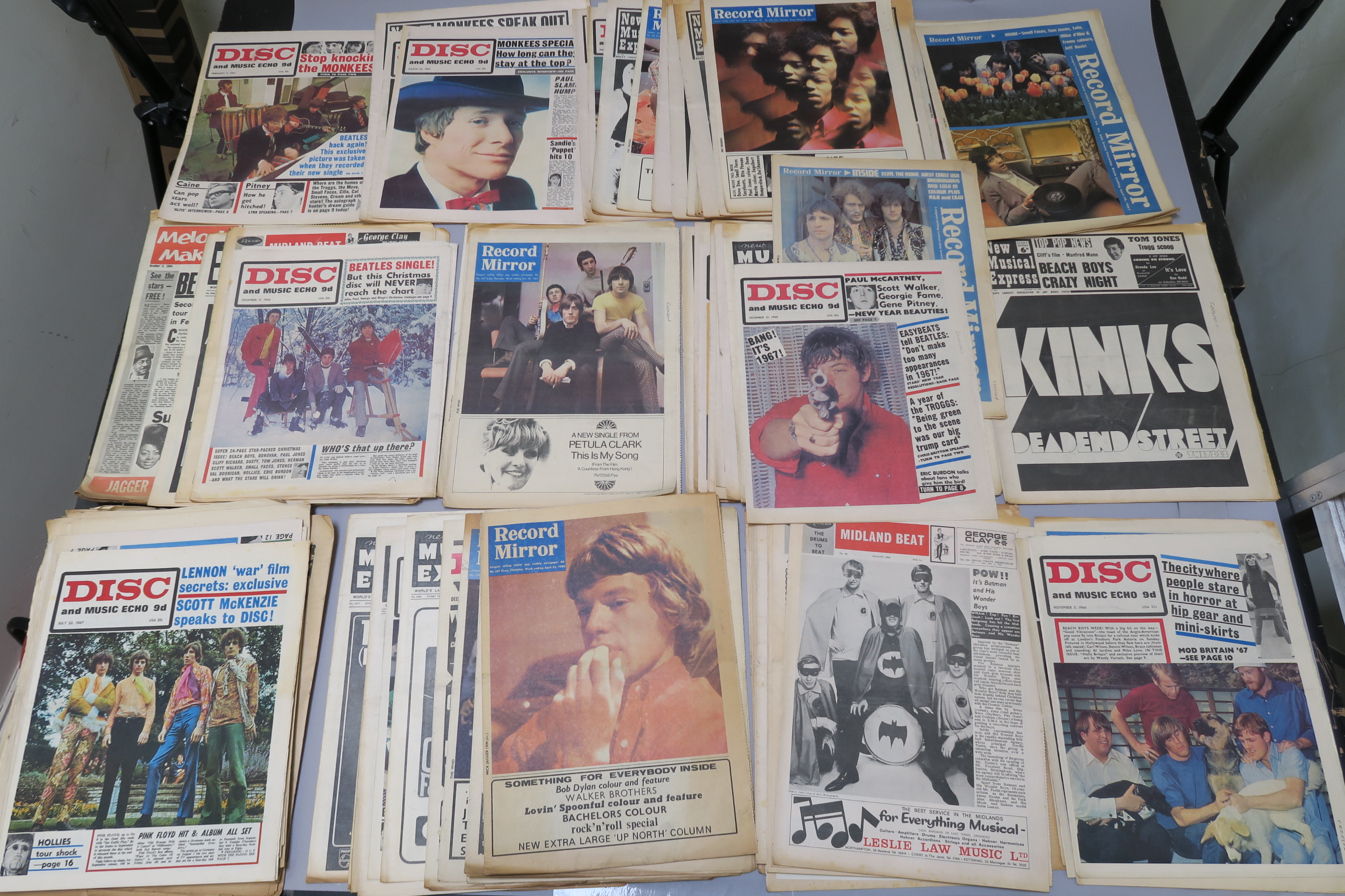 Large collection of 1960s original Pop newspapers including The Record ...