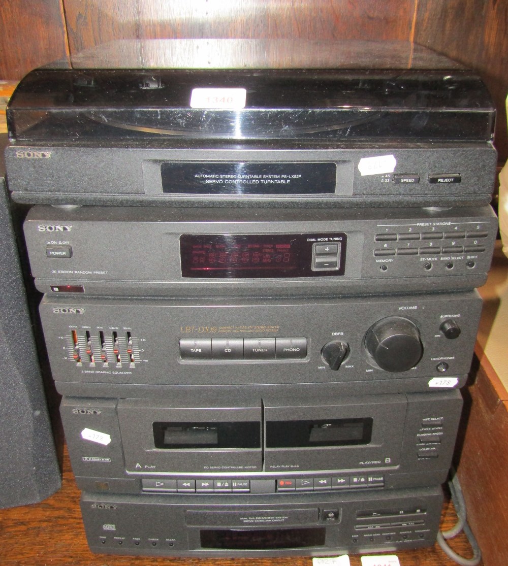 A Sony hi-fi stacking system LBT-D109, an associated Sony automatic ...