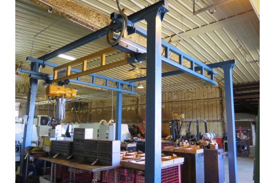 Gorbel 4000 Lb Cap 4-Post Gantry Crane w/ Harrington 2-Ton Electric ...