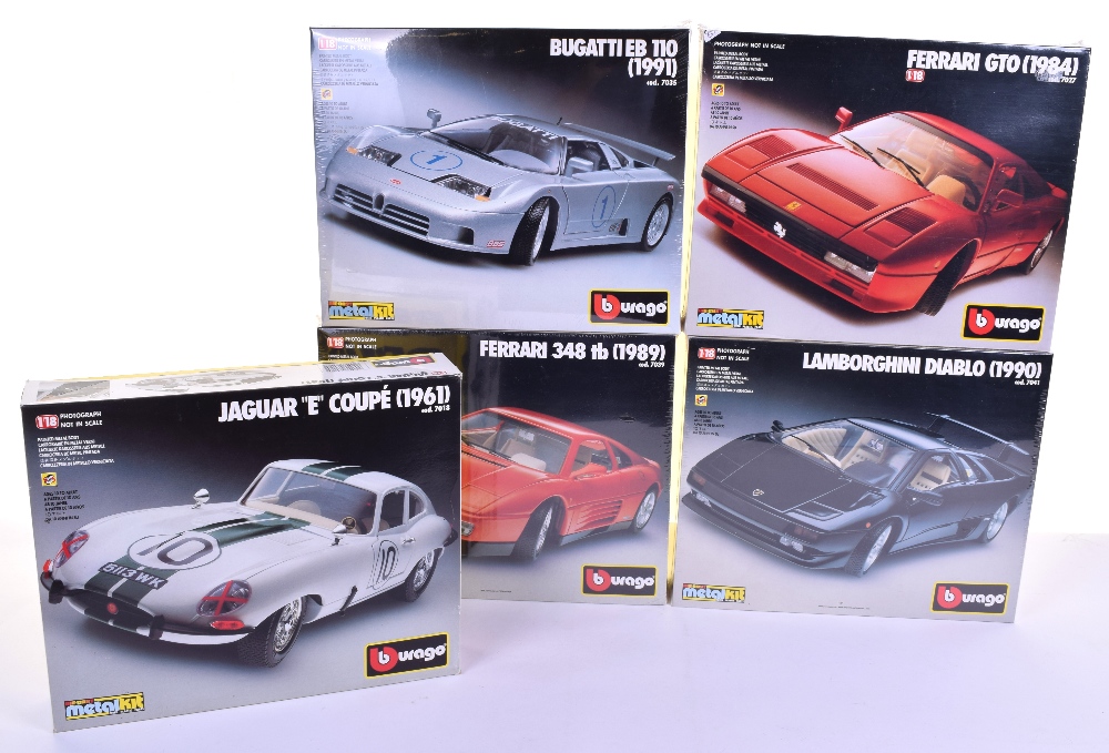 Five Burago 1/18 Scale Metal Kits,7018 Jaguar “E” Type Coupe (1961 ...