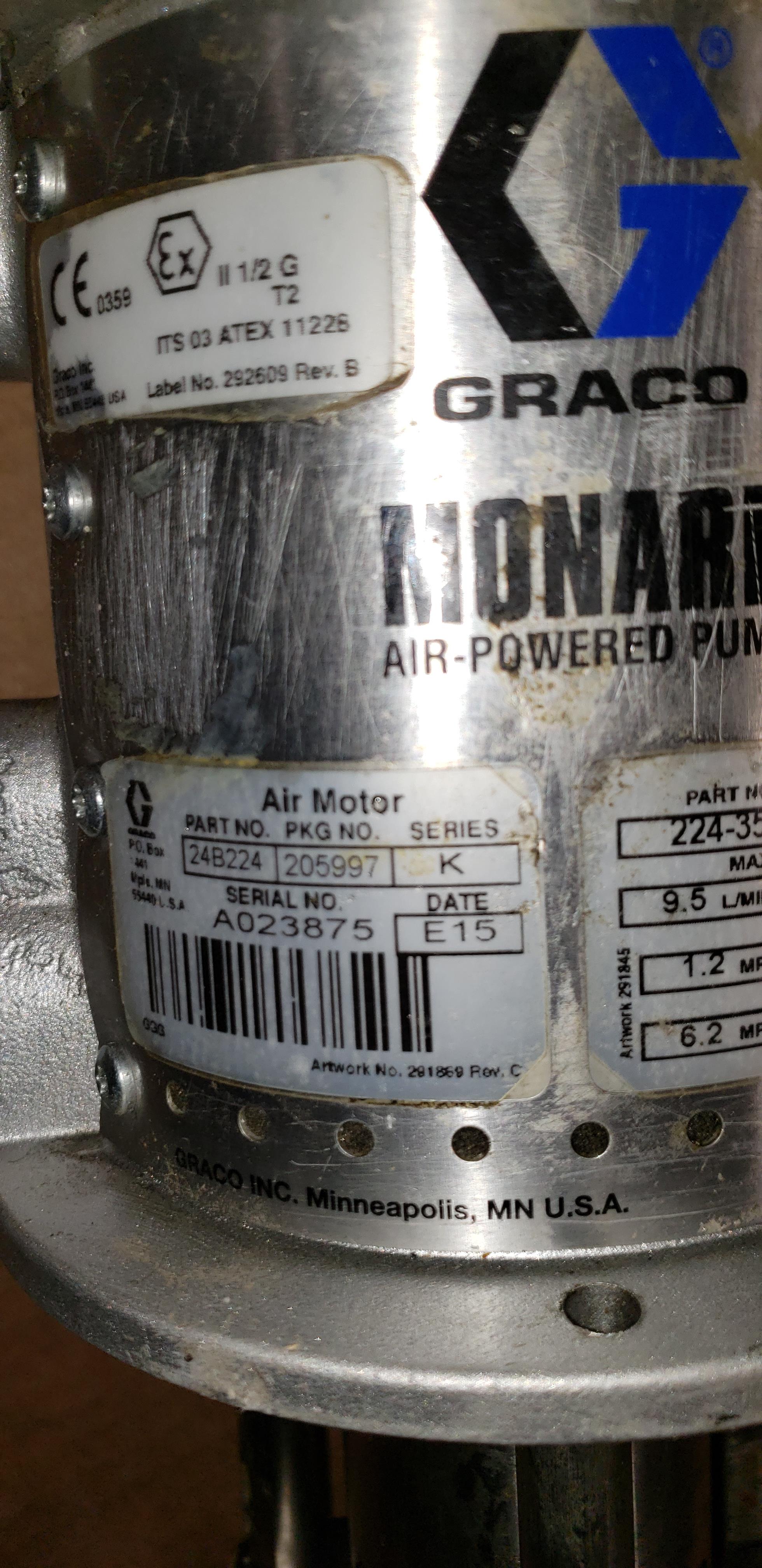Graco Drum Pump AIR POWERED MODEL MONARK 9.5L/MIN MAX FLOW