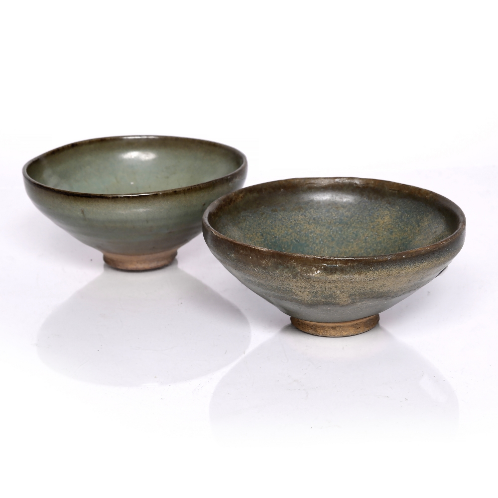 A Chinese Ru ware bowl Song/Yuan of rounded conical form, the greenish ...
