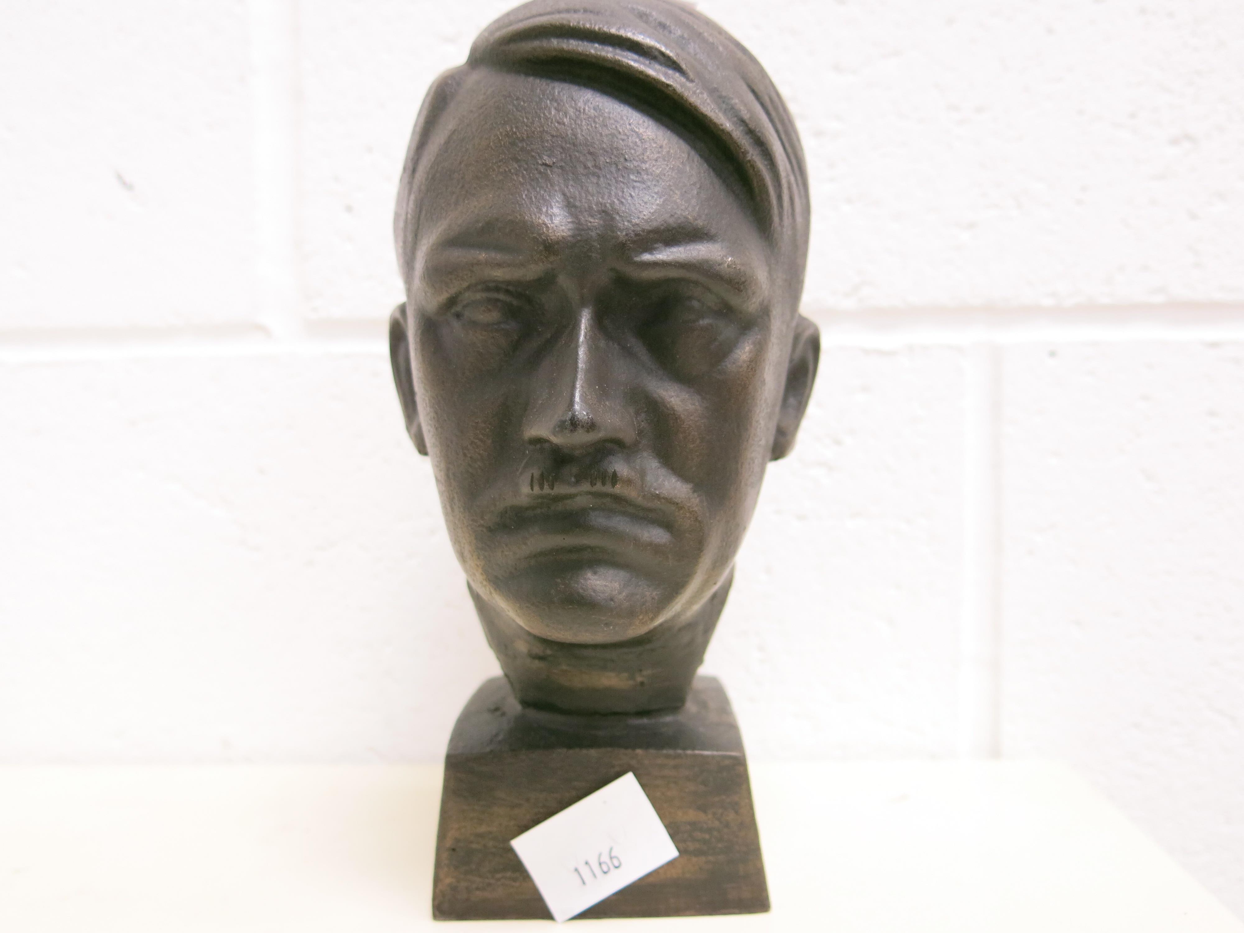 Metal bust of Adolf Hitler, approx 21cm tall (est £25-£50)