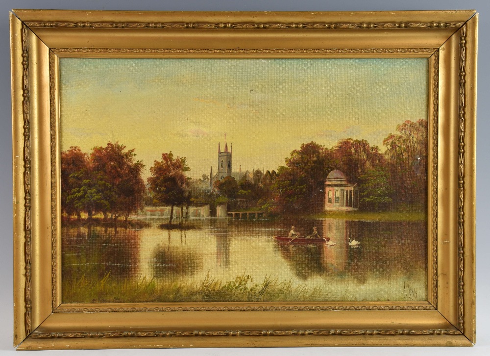 J. Lewis. View of the Thames at Hampton. Oil on canvas, signed J.Lewis ...