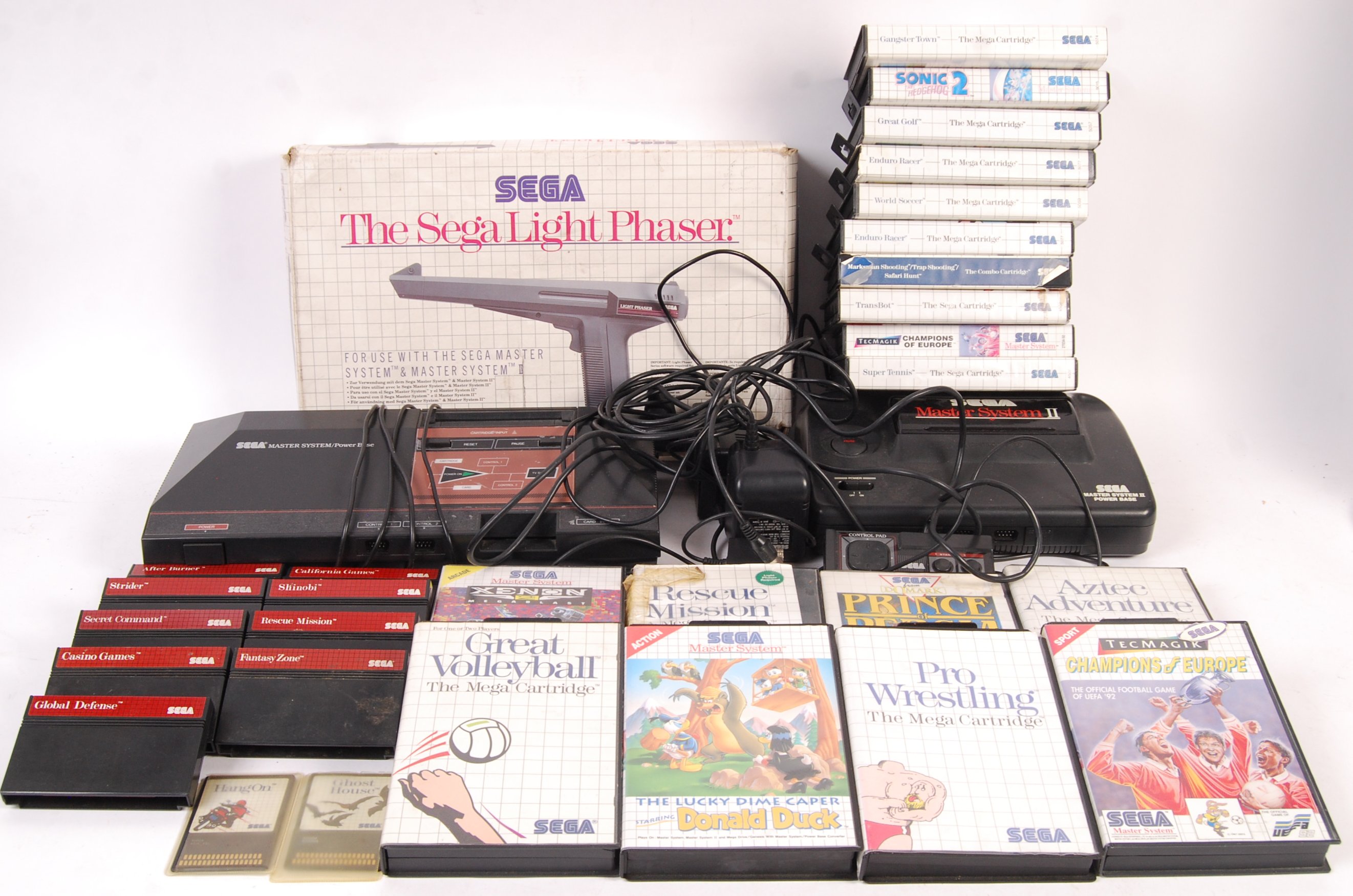 A vintage Sega Master System I & II video games computer consoles each ...