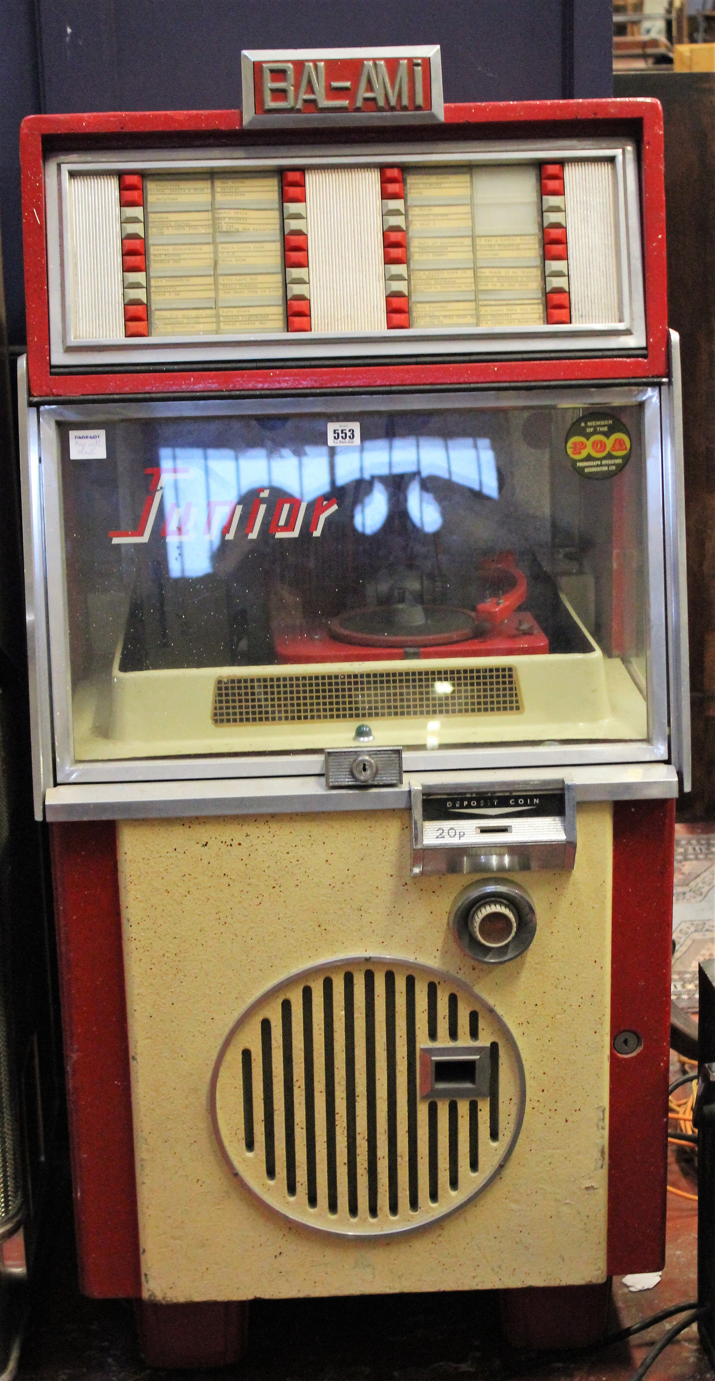 A 1950's Bal Ami 'Junior' jukebox, 63cm wide (sold as seen)