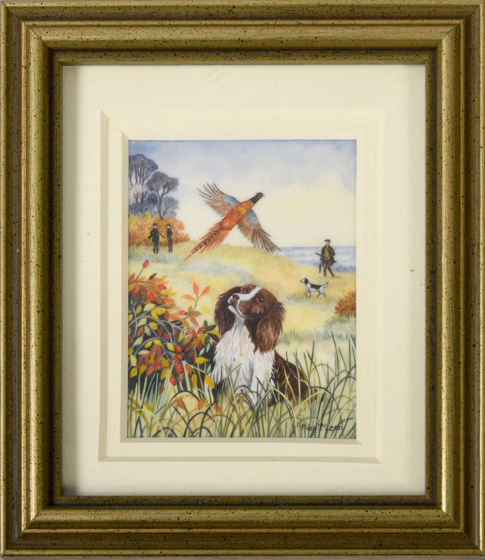 Mary McLean - surprised, signed, oil on ivorine, framed and glazed, 2 ...