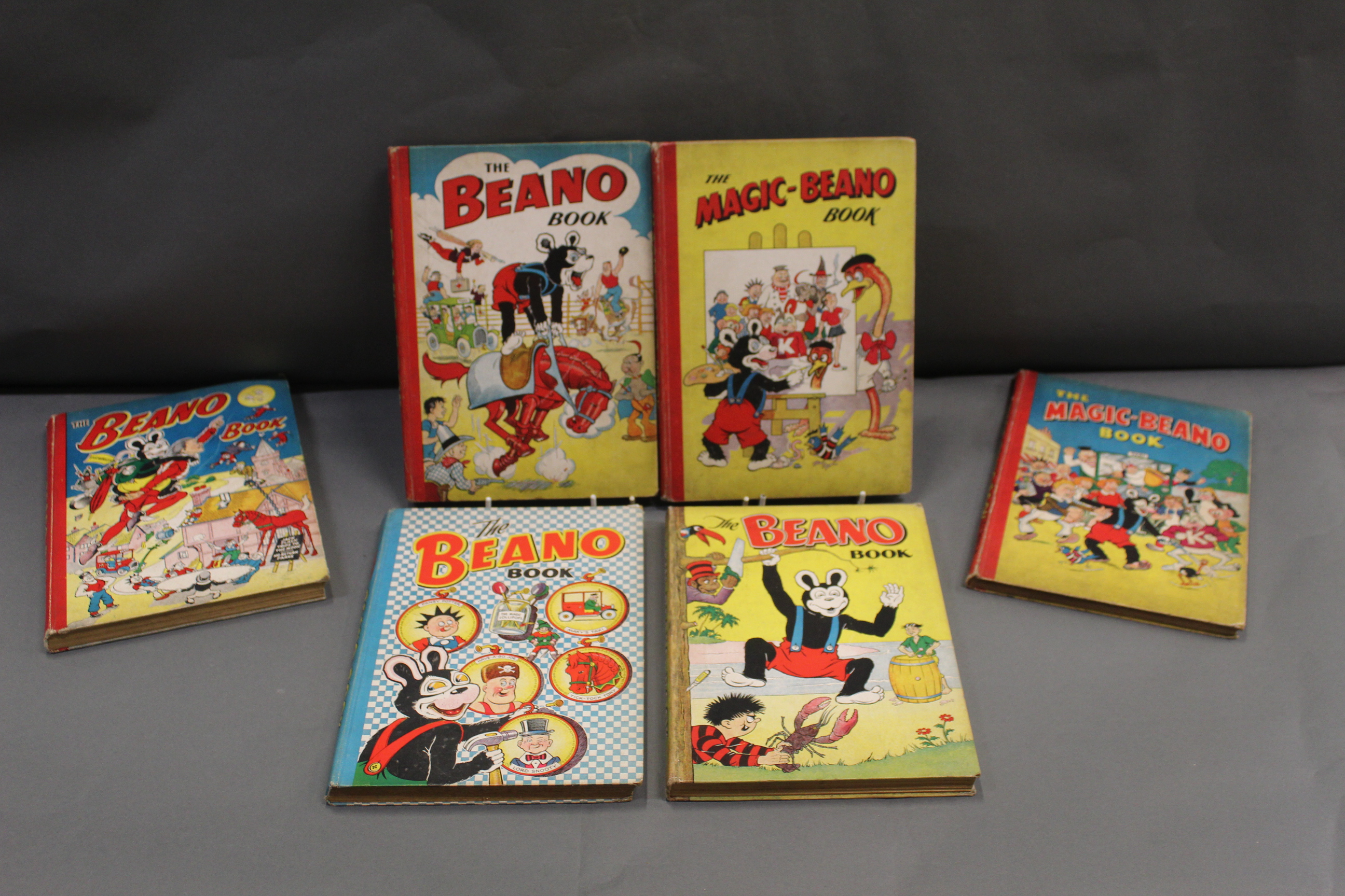 Six early Beano annuals, The Magic Beano (1949,1950), The Beano Book ...