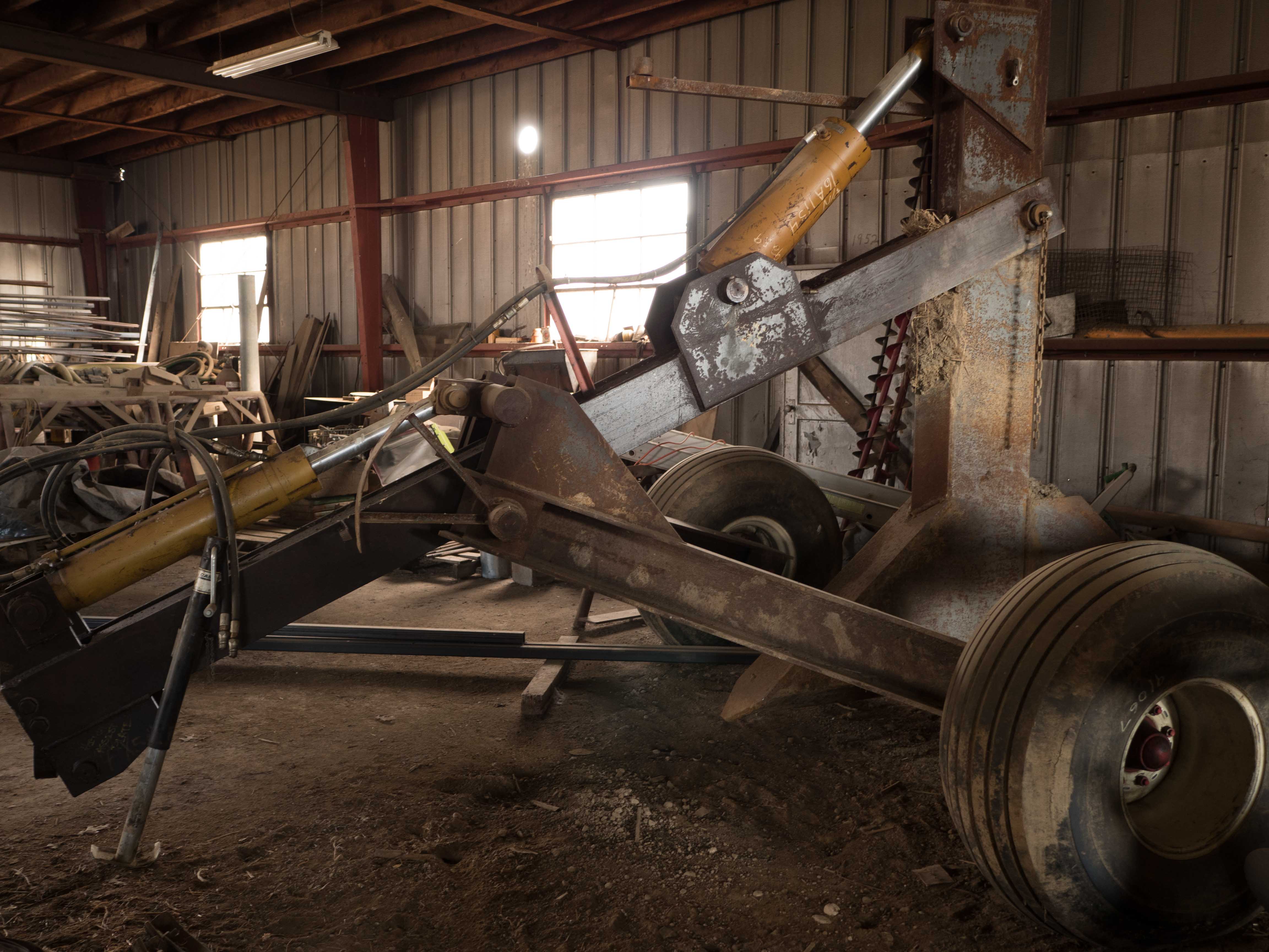 Field tile plow to install 4' tile, homemade, pull type