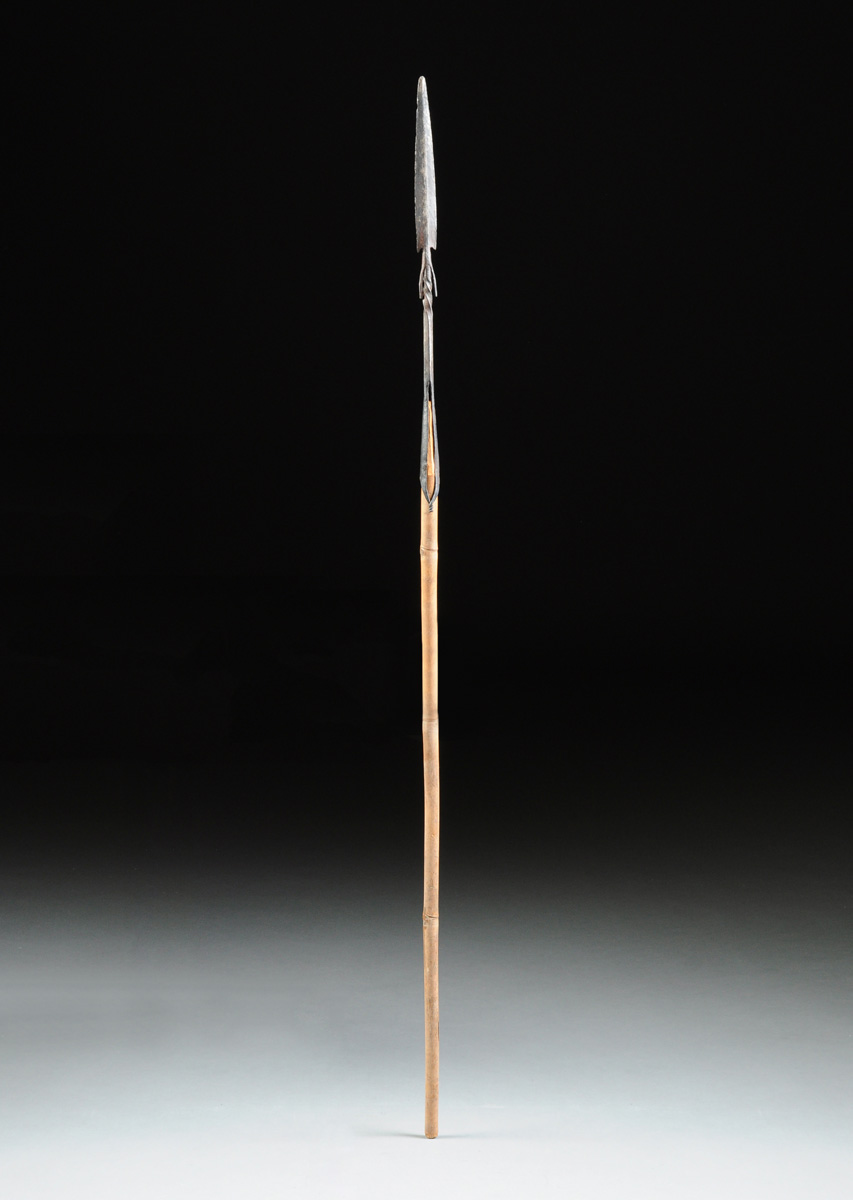 AN AFRICAN TRIBAL SPEAR, FIRST HALF 20TH CENTURY, with an steel ...