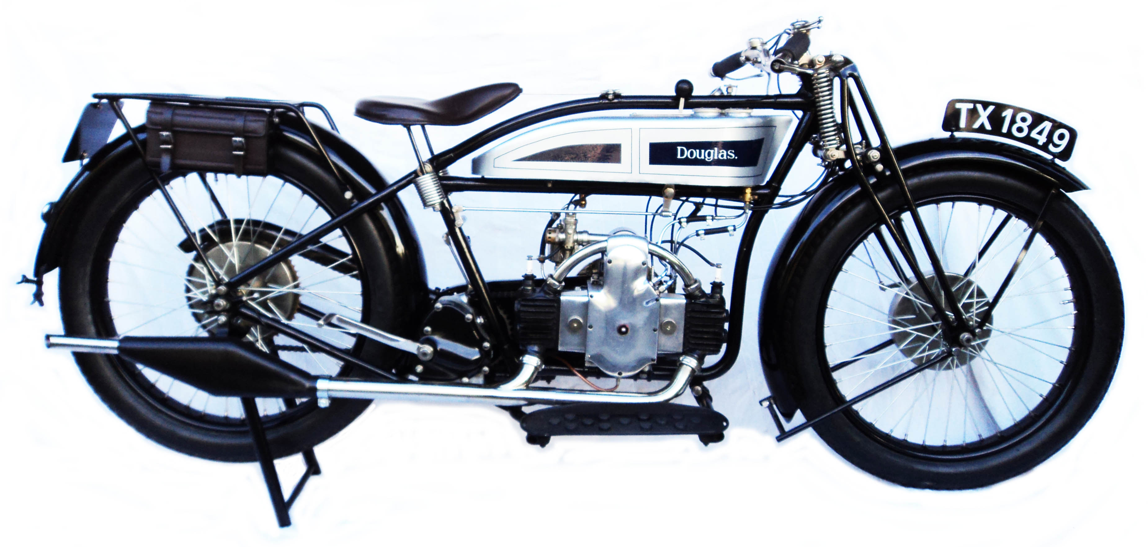 A 1926 Douglas EW 348cc fore-and-aft flat twin motorcycle with fixed ...
