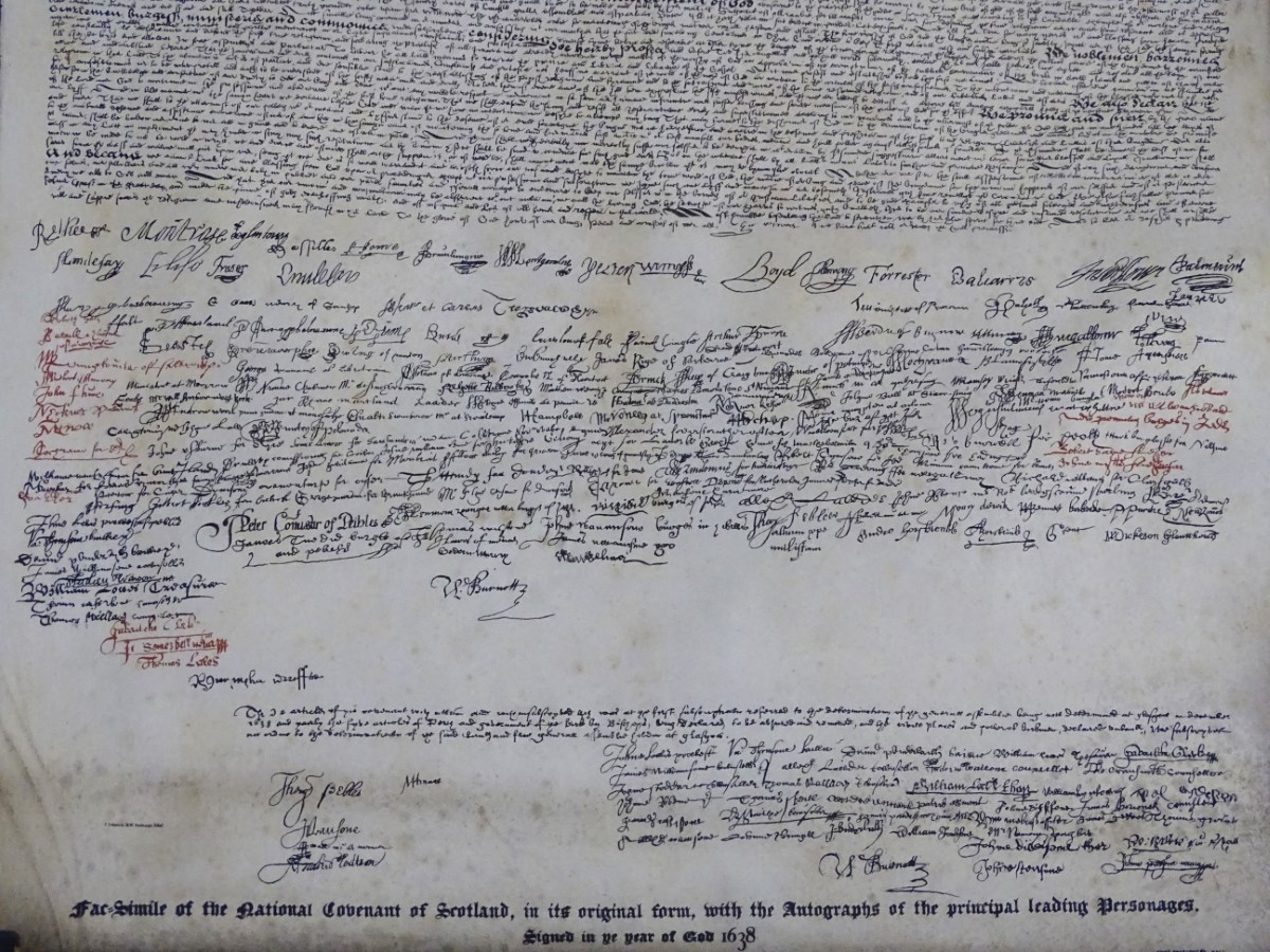 A Victorian facsimile scroll copy of the National Covenant of Scotland ...