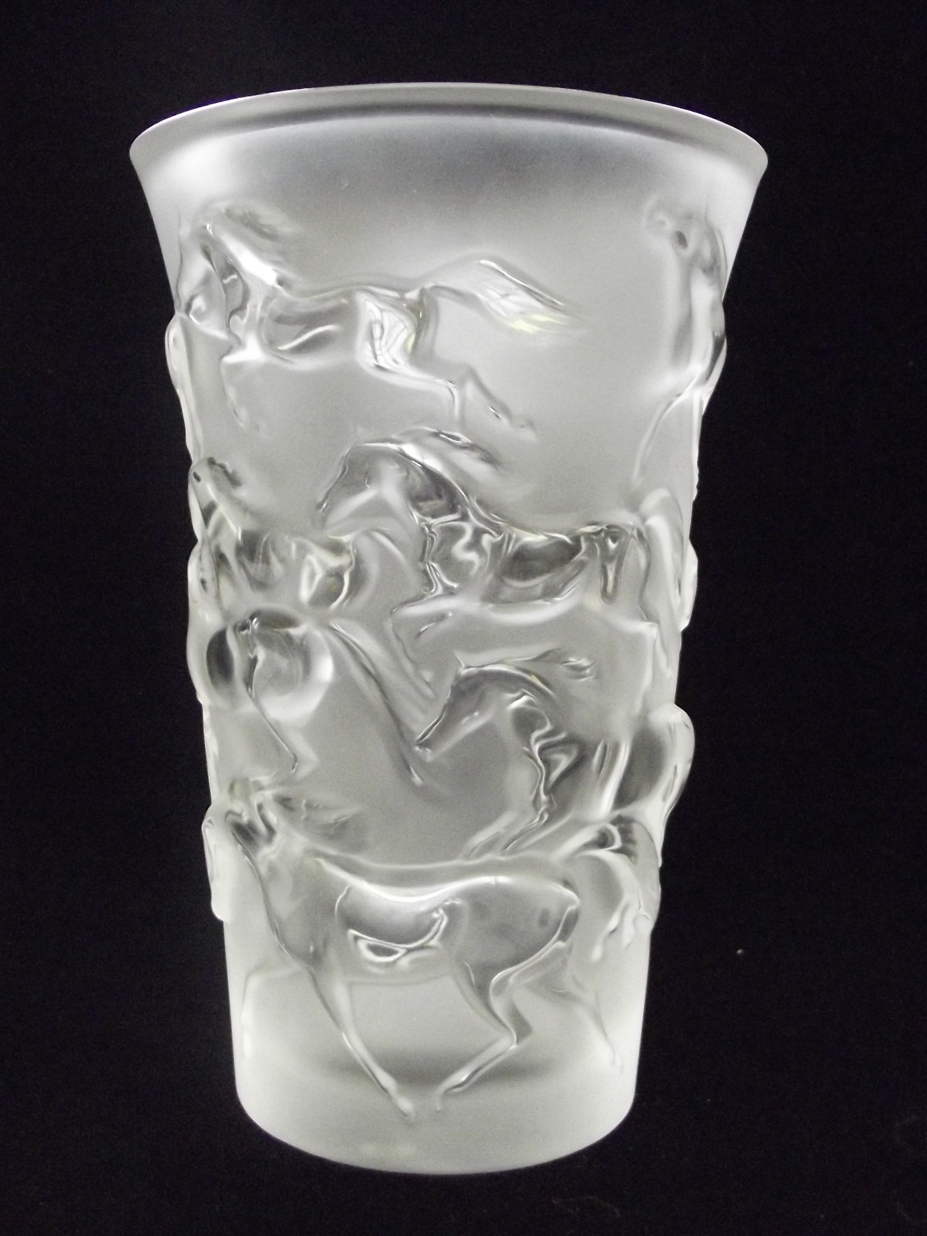Lalique frosted glass Mustang vase, depicting a herd of wild horses ...