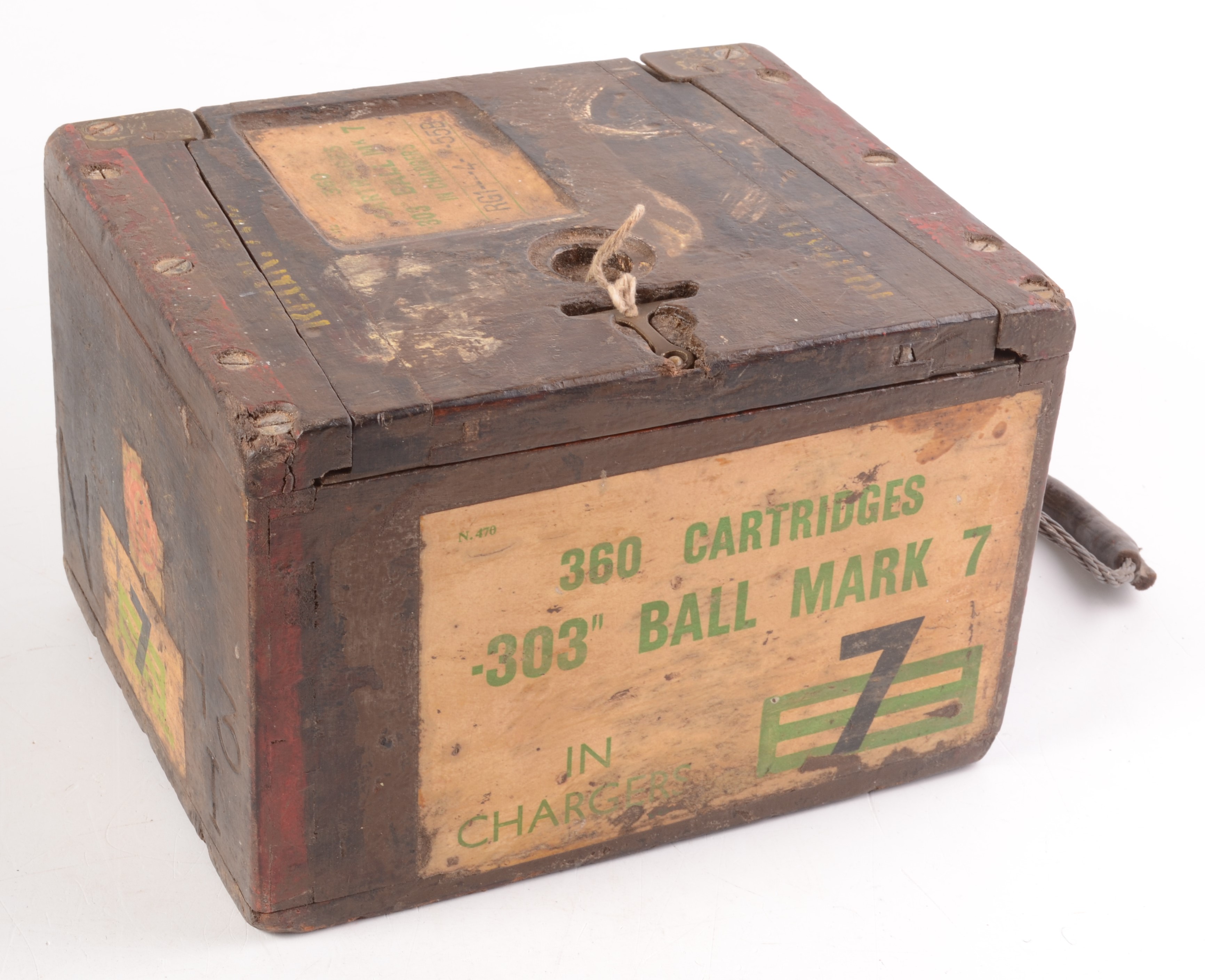 Two WWII wooden ammunition boxes dated 1941 and 1943, 26.5 x 22 x 18cm.