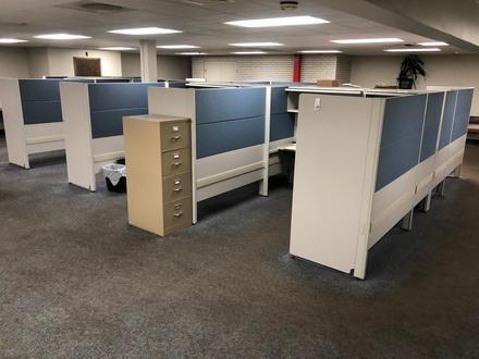 Private Office Cubicle with Shelf and Overhead Storage Over all size 28 ...