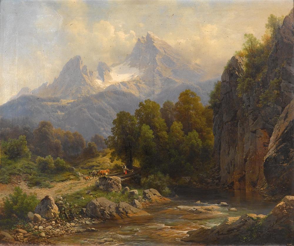 Carl Millner (Mindelheim 1825—1895 Munich)View of the Watzmann, signed ...
