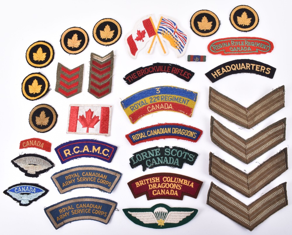 Selection of Canadian Cloth Insignia, including regimental shoulder ...