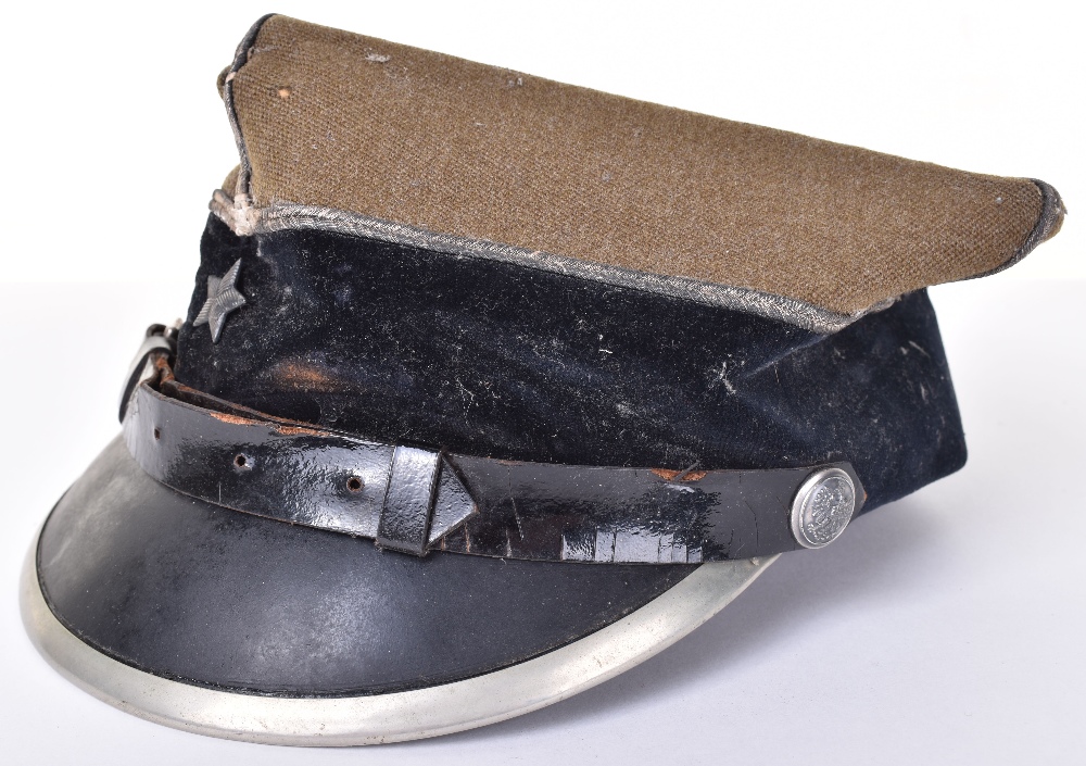 WW2 Polish Officers Peaked Cap (Rogatywka), of khaki top with dark blue ...