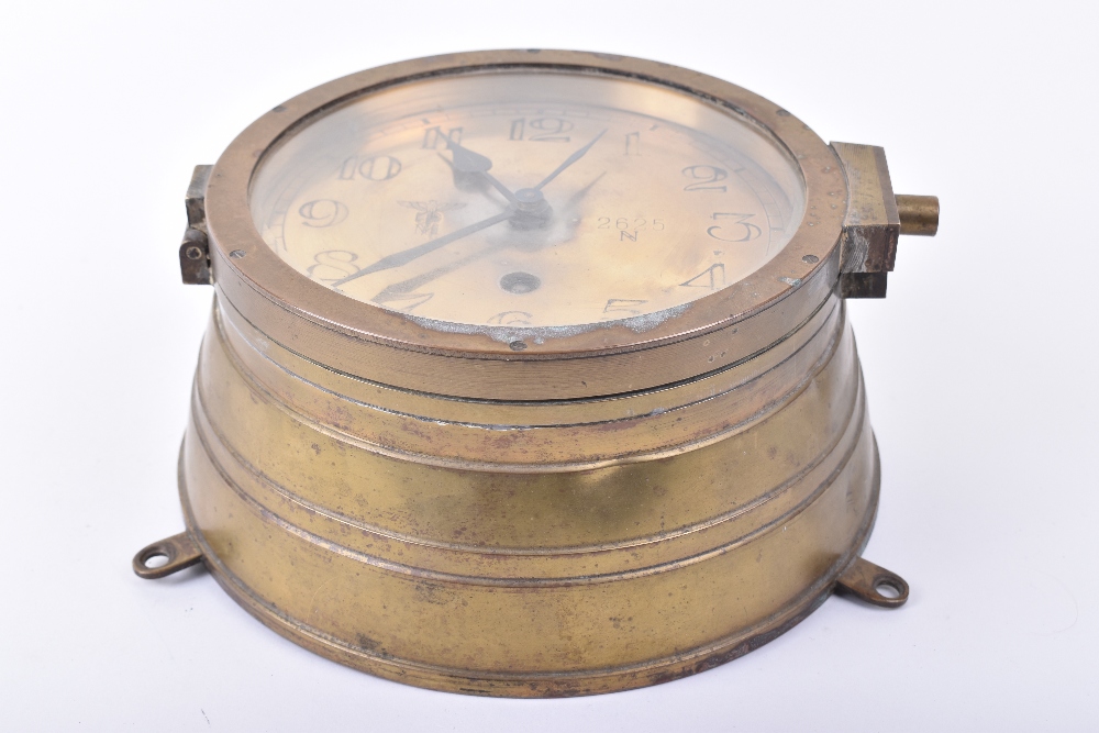 WW2 German Naval Ships Bulkhead Clock, good example of the brass cased ...
