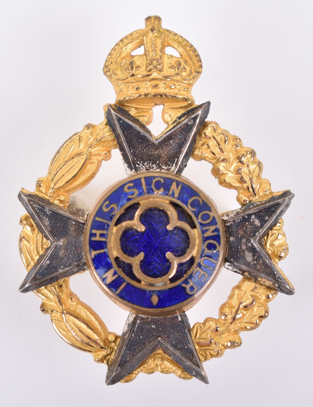 Royal Army Chaplains Department Officers Cap Badge, fine silver gilt ...