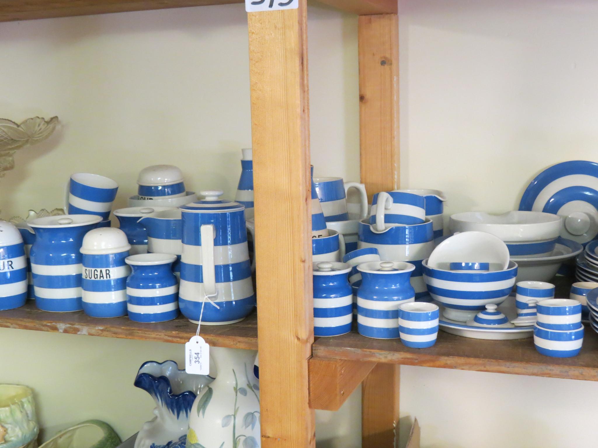 T. G. Green Cornishware, green shield marks, a large assortment, some named