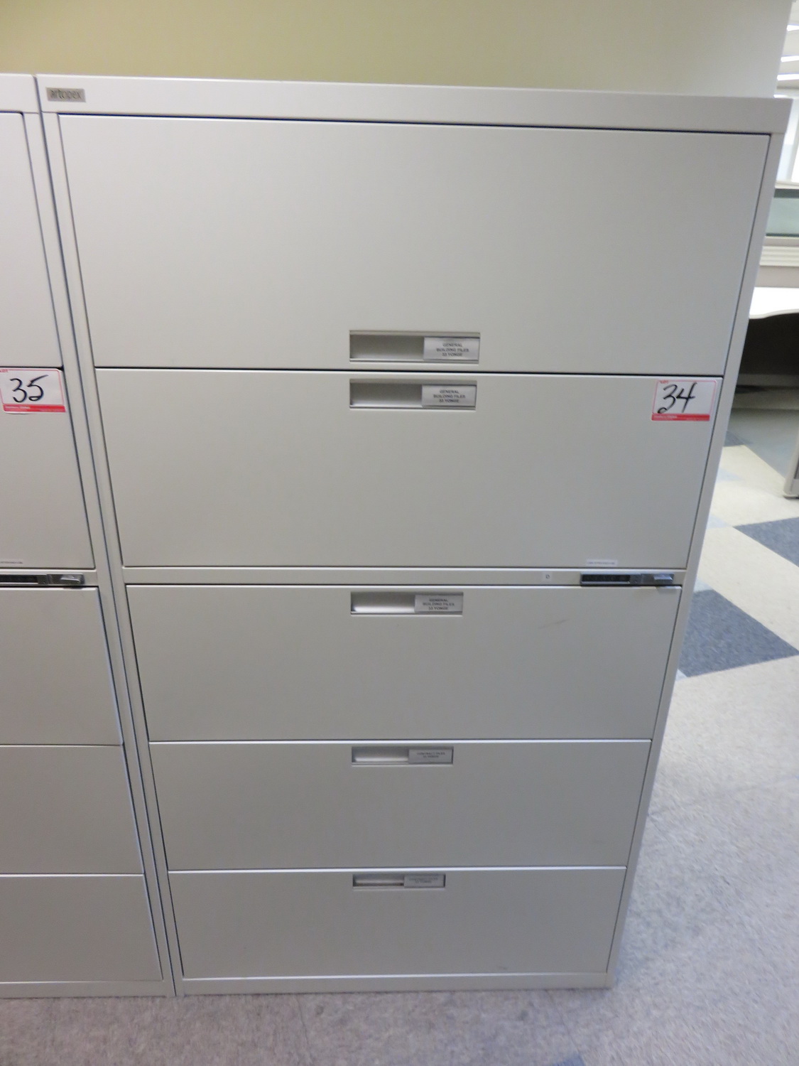 ARTOPEX BEIGE STEEL 5-DRAWER LATERAL FILE CABINET W/ COMBO LOCK