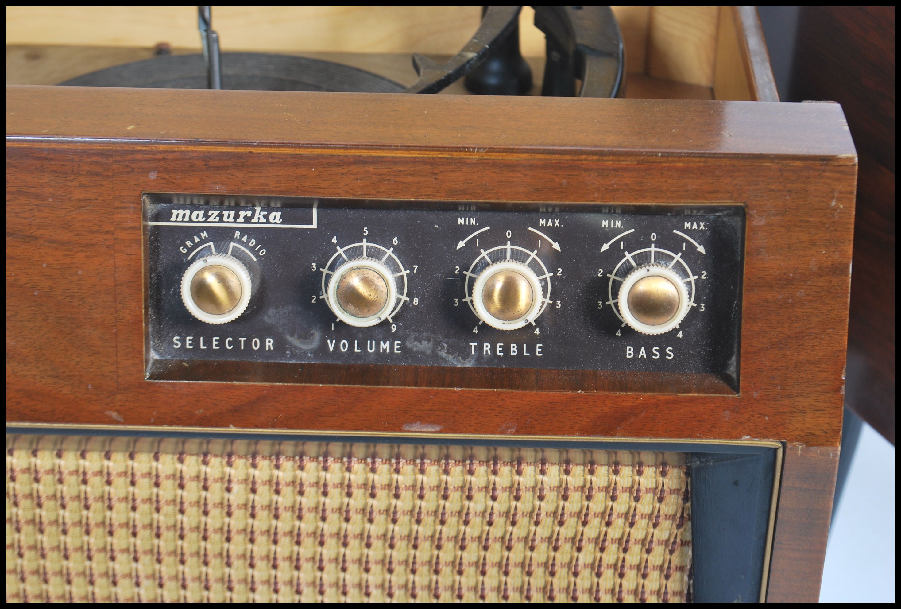 A vintage 20th century walnut cased Dynatron Mazurka record player deck ...