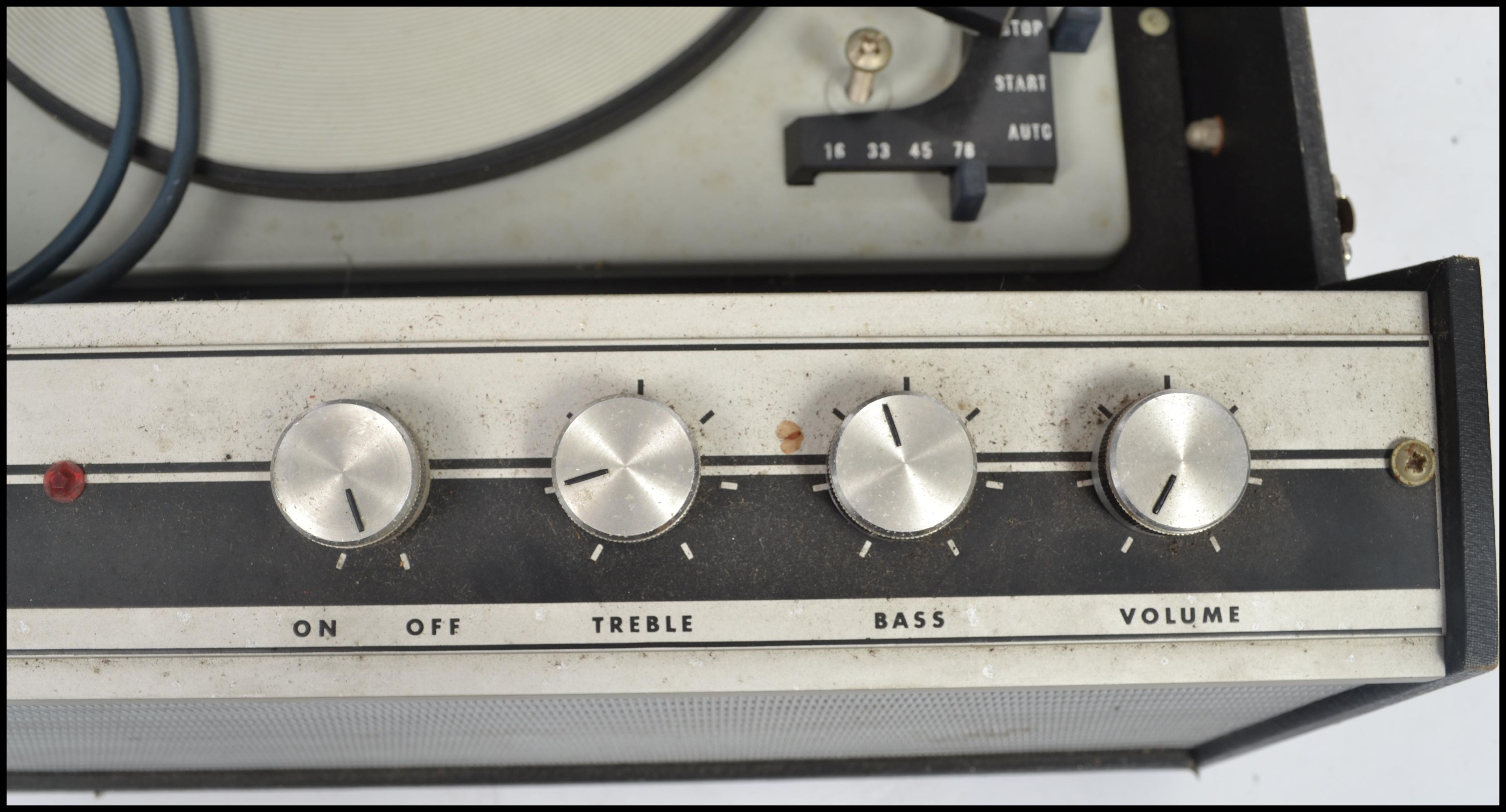 A vintage 20th century portable four speed record player by ITT KB ...