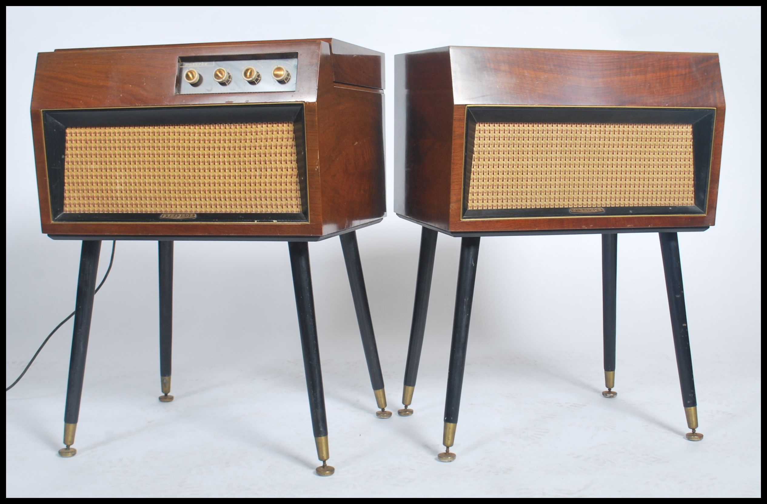 A vintage 20th century walnut cased Dynatron Mazurka record player deck ...