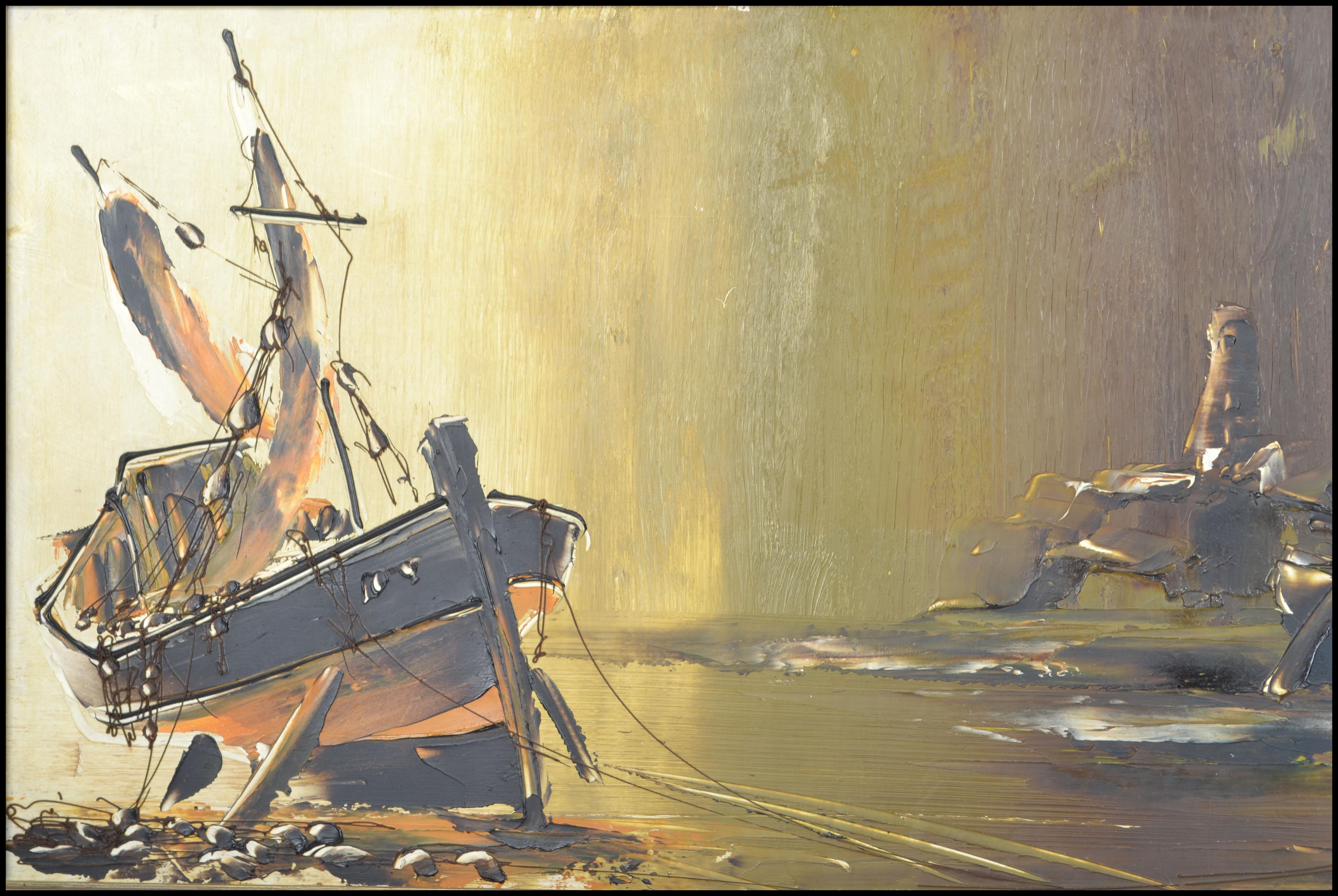 A vintage mid 20th century oil on board painting by Bill Hawkes. A 1970 ...