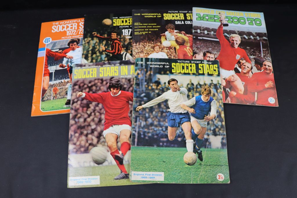 Six complete football sticker albums to include Soccer Stars 1968/69 ...