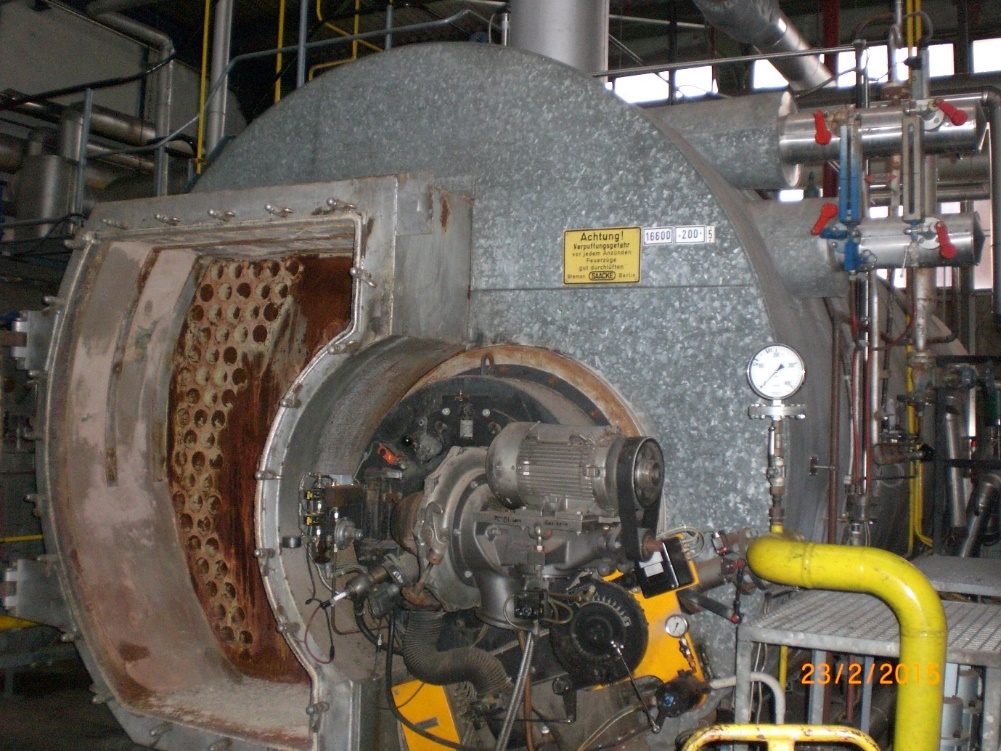 1965 Siller & Jamart gas & oil fired boiler, with 1989 SAACKE type DGL ...