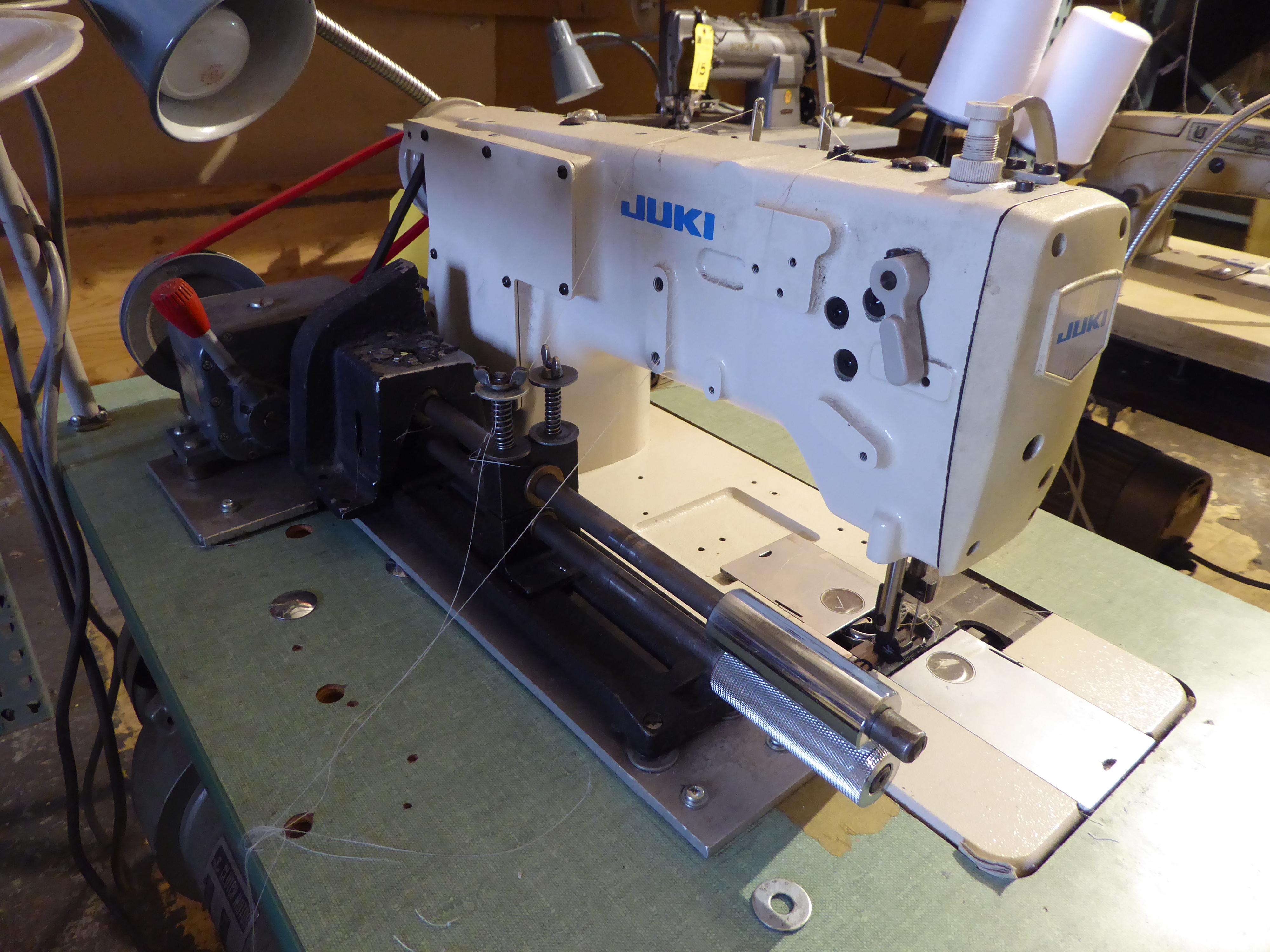 Juki Double Needle Lap Fold Seam Machine w/Add-On Puller, Table, Setup ...