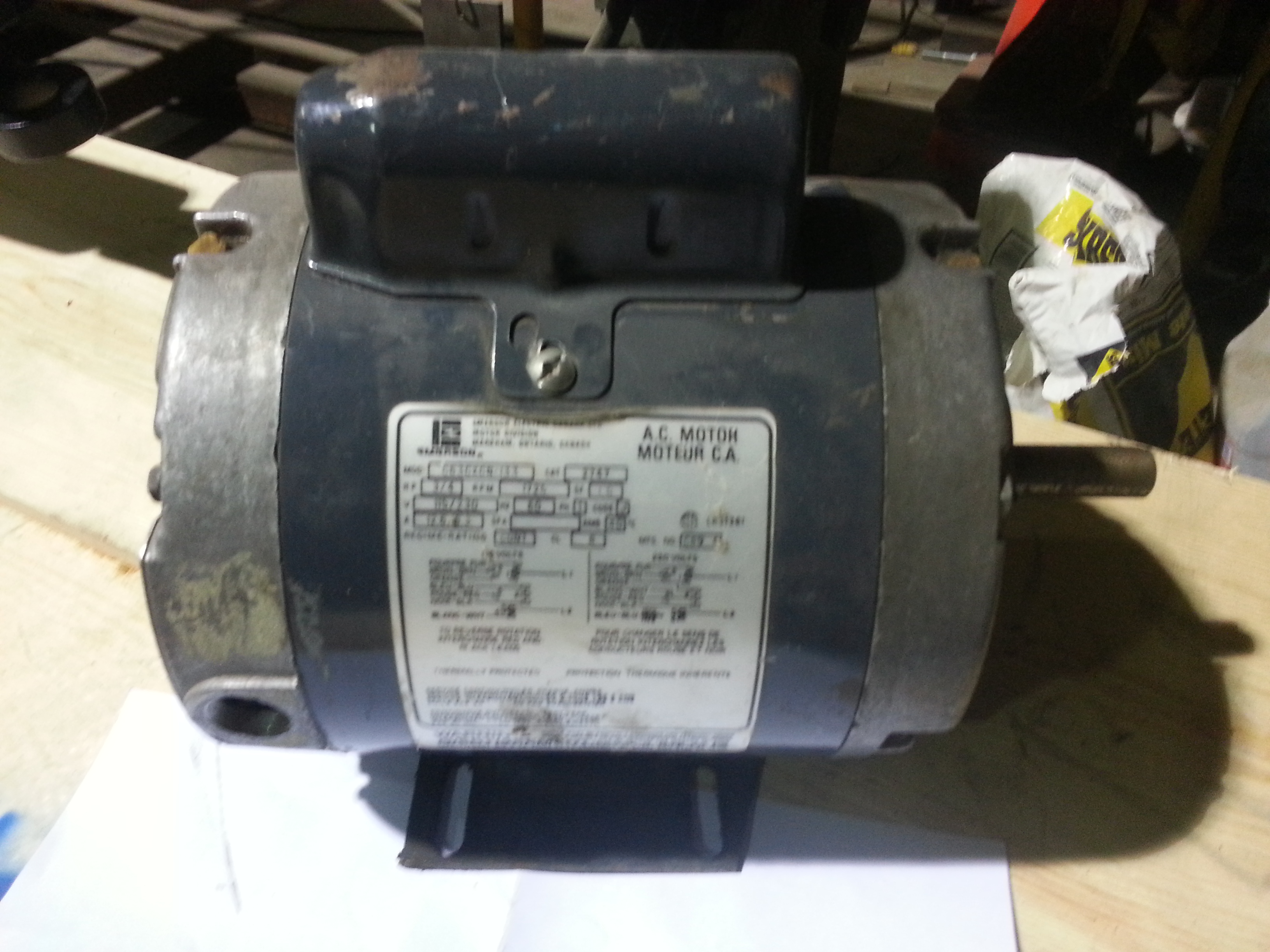 Emerson Electric Motor -model C63CXCN-133, 3/4 hp -115/230 voltage ...