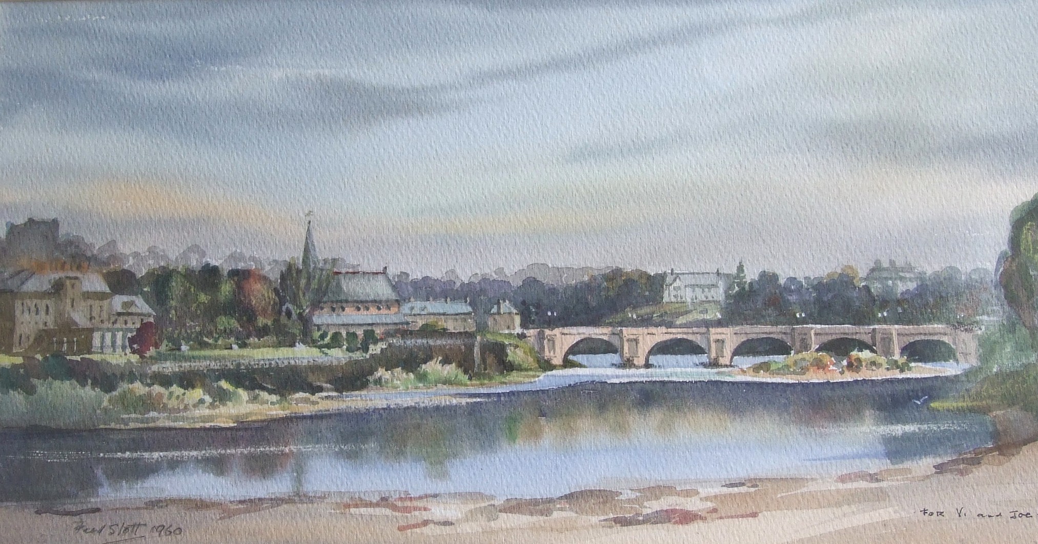 * Fred Stott (1910-2006) THE JUNCTION POOL, KELSO Watercolour. Signed ...